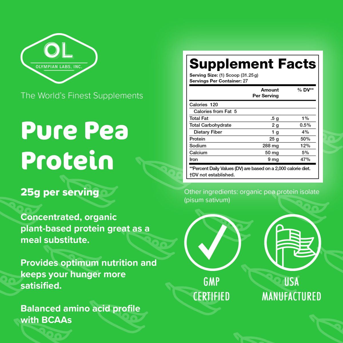 Lean & Healthy PURE PEA PROTEIN - UNFLAVORED - 25g of Protein per ...